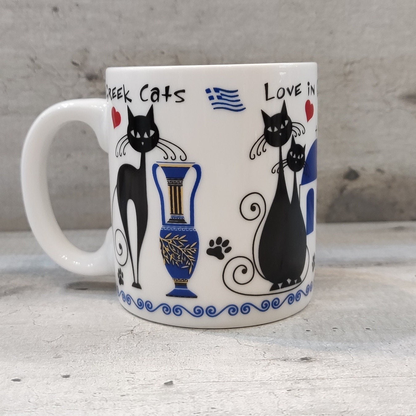 Greek Mug With Cats Greek Cats Greece Love in Greece Cats Lover Gifts ...