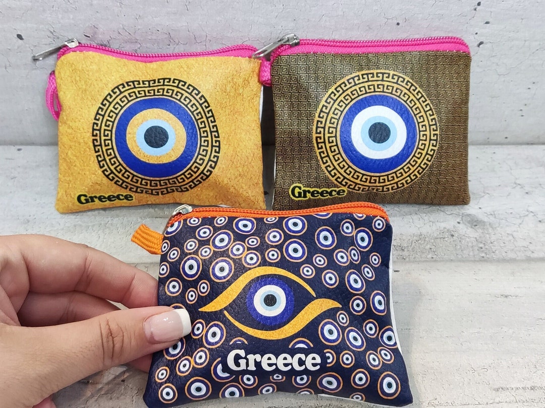 3 Greek Evil Eye Coins Wallet Evil Eye Wallet greek Wallet greek Purse ...