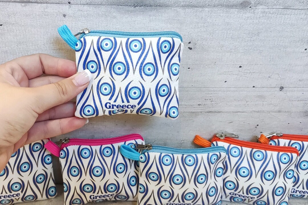 2 Greek Evil Eye Coins Wallet Evil Eye Wallet greek Wallet greek Purse ...