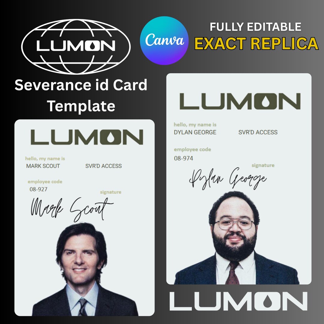 Severance Lumon ID Card Template – Editable Canva Template, Lumon ...