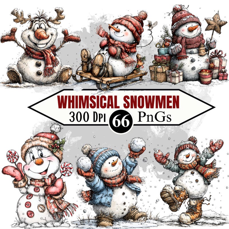 Funny Snowman Clipart - Etsy