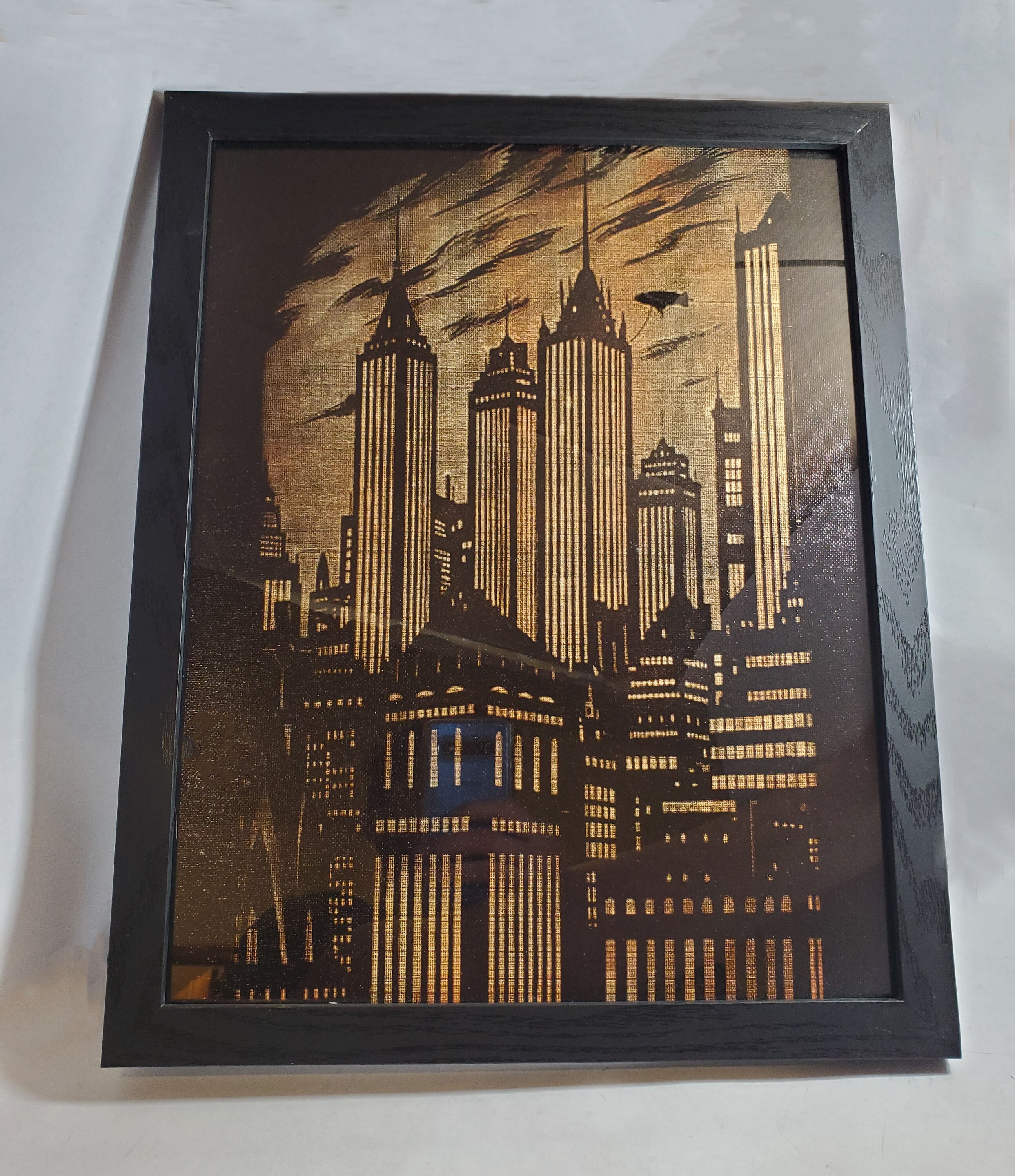 Gotham City Skyline Painted Engraving DC Comics Batman Inspired - Etsy