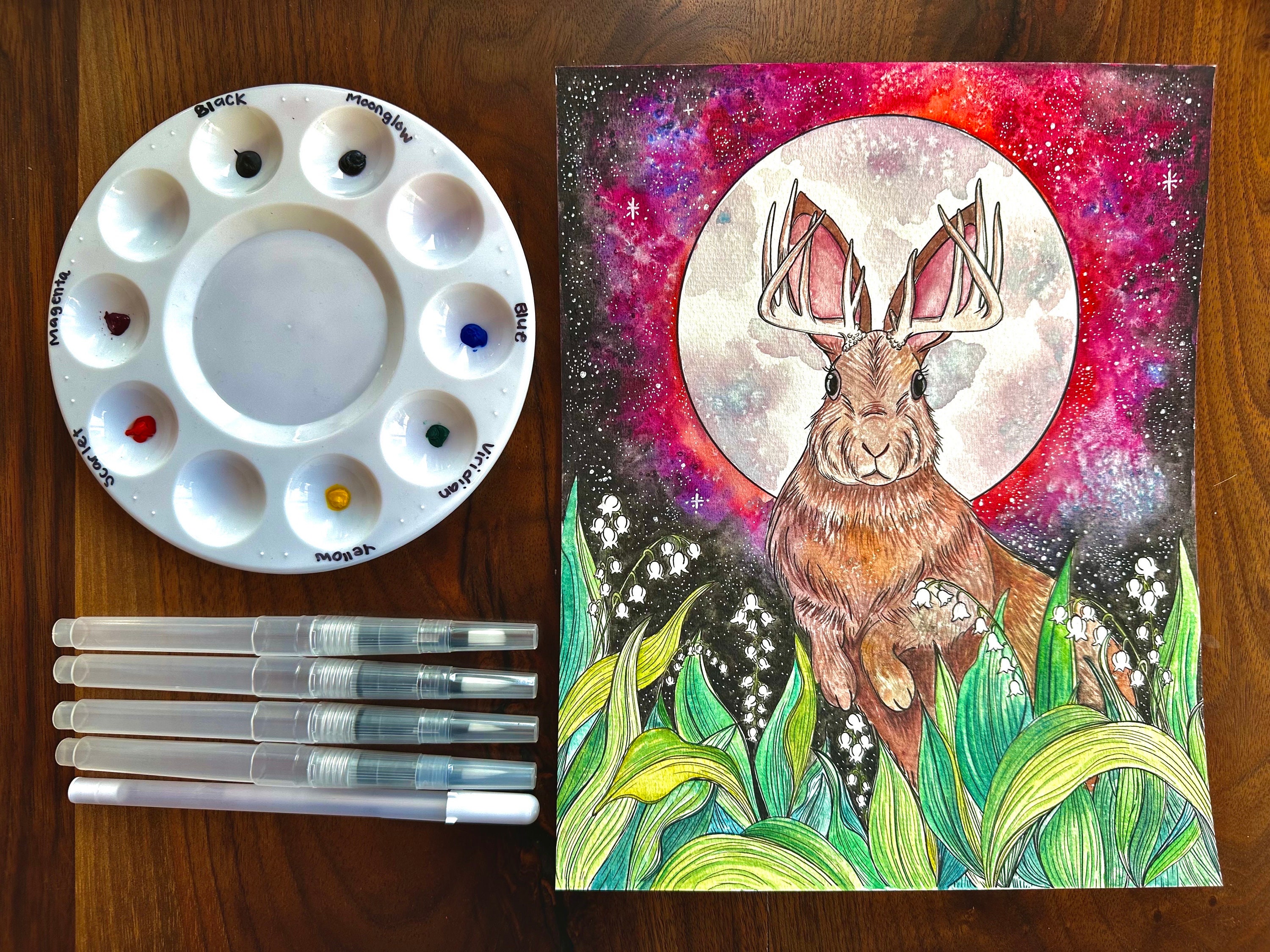 Whimsical Watercolor Coloring Page Kit, Painting, Watercoloring ...