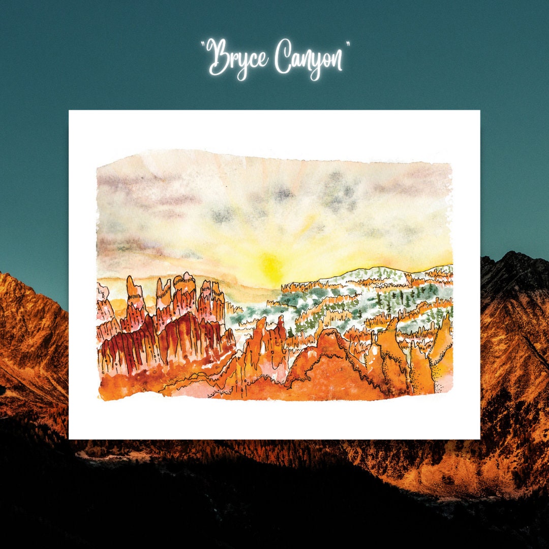 Bryce Canyon Print and Greeting Card, Fine Art Giclee of Watercolor ...