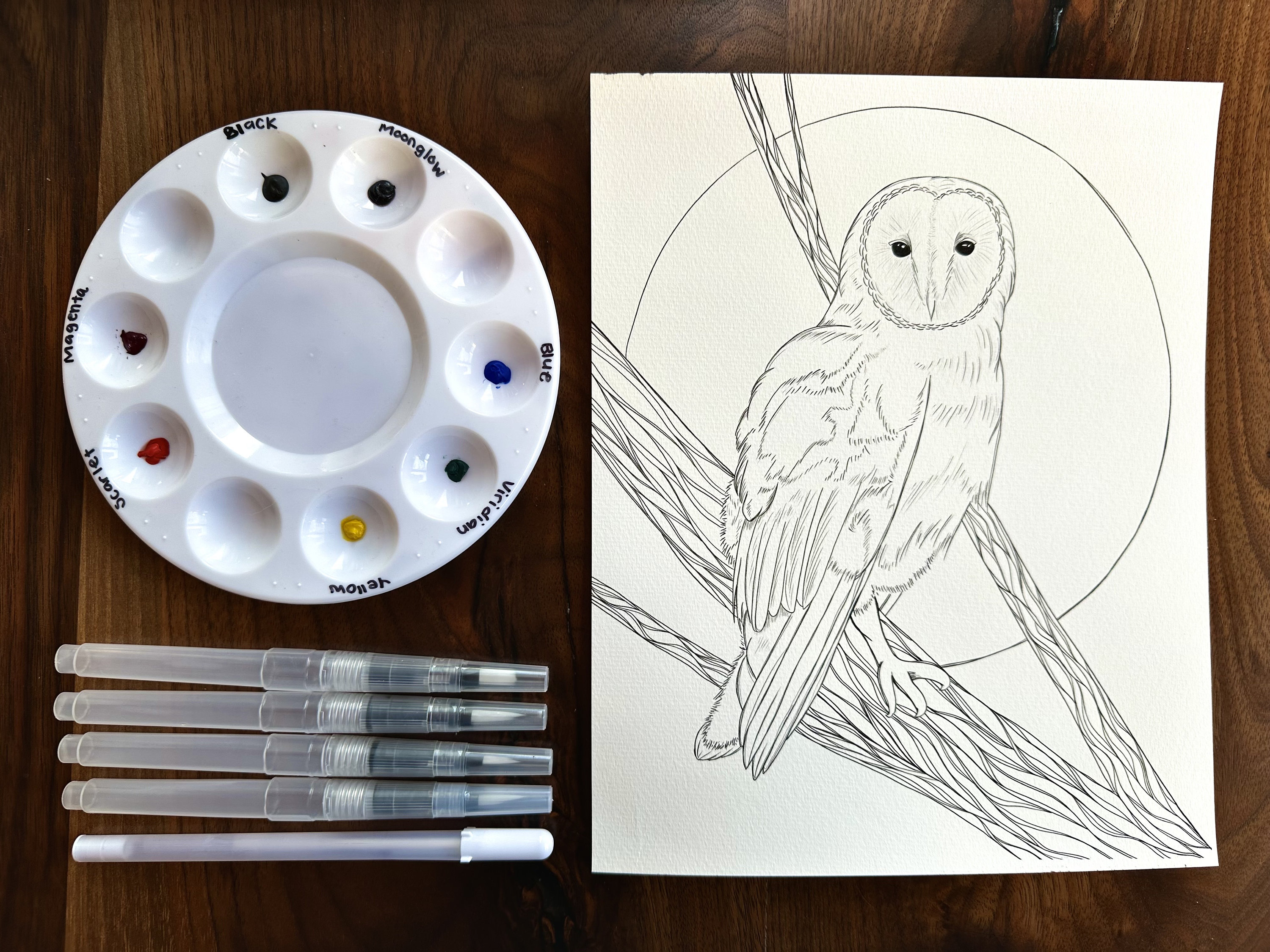 Whimsical Watercolor Coloring Page Kit, Painting, Watercoloring ...
