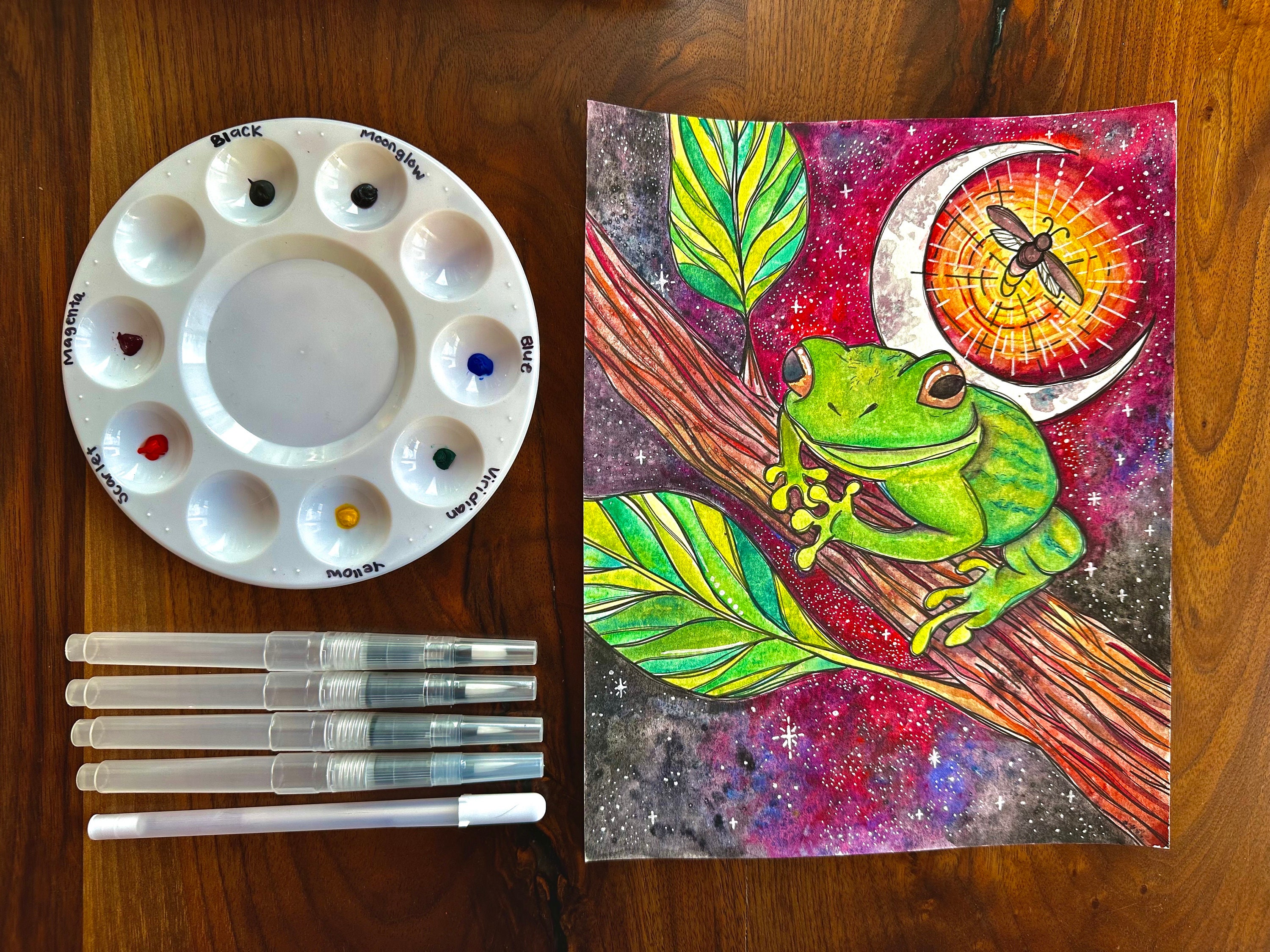Whimsical Watercolor Coloring Page Kit, Painting, Watercoloring ...