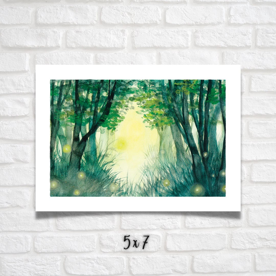 Firefly Way Print and Greeting Card, Fine Art Giclee of Watercolor ...
