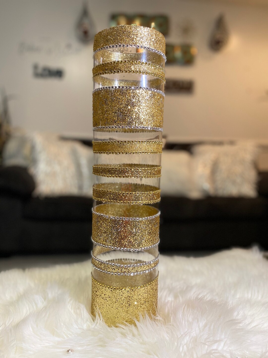 20” Gold and Silver Glitter Vase for Wedding Decor/ Centerpiece, Home ...