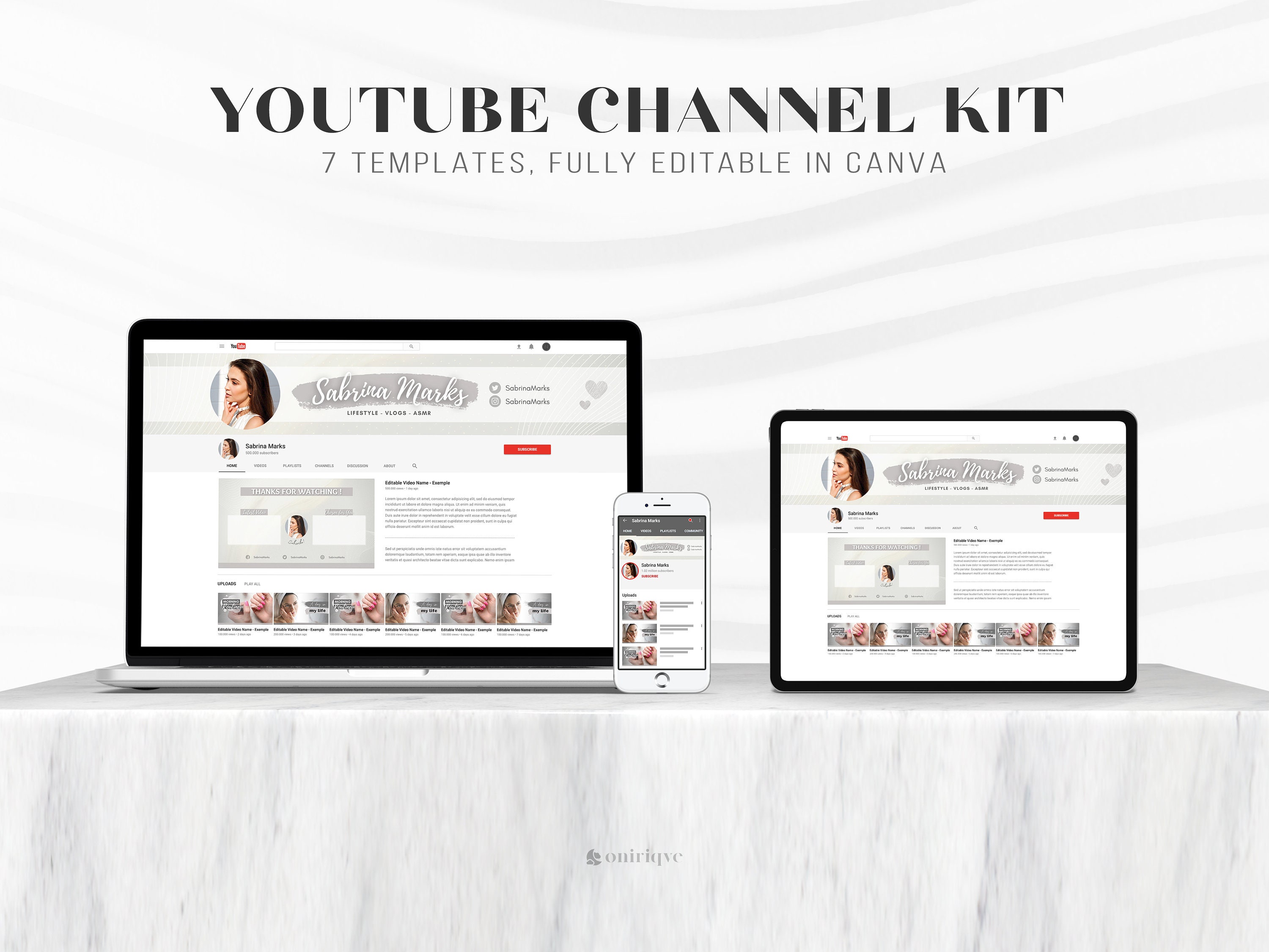 Youtube Channel Kit Youtube Banner Intro 2 Thumbnails End - Etsy