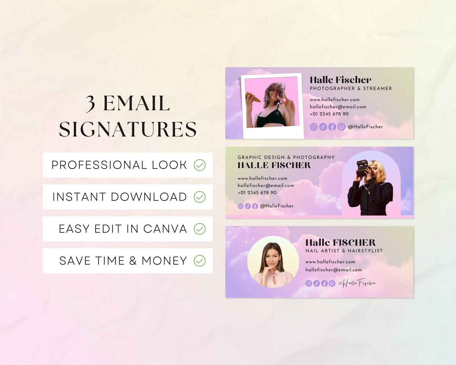 3 Email Signature Templates • Editable Canva Templates • Small Business ...