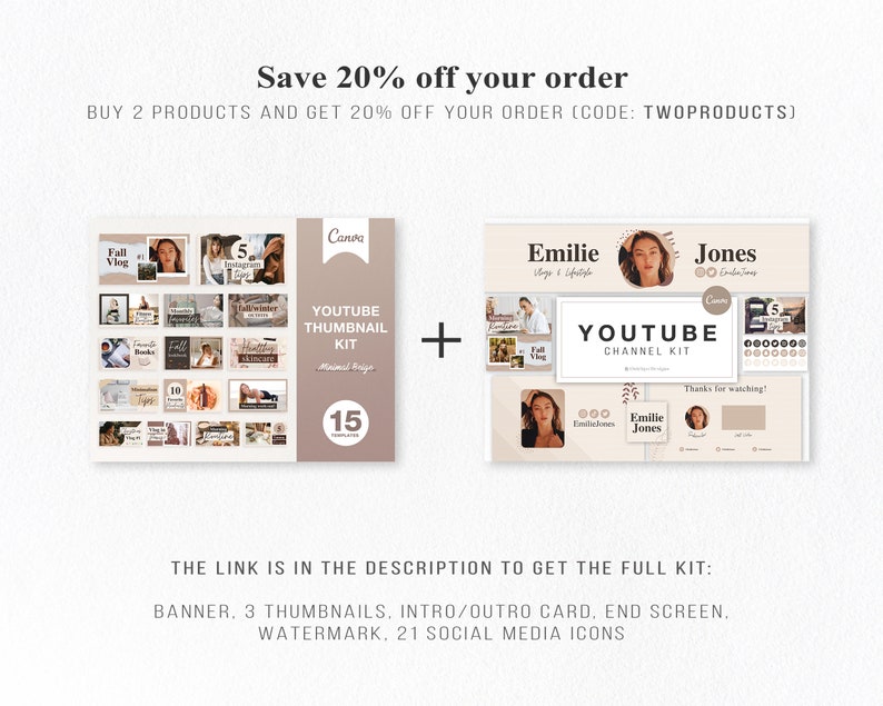 Youtube Thumbnail Kit 15 Thumbnails Fully Editable in Canva - Etsy