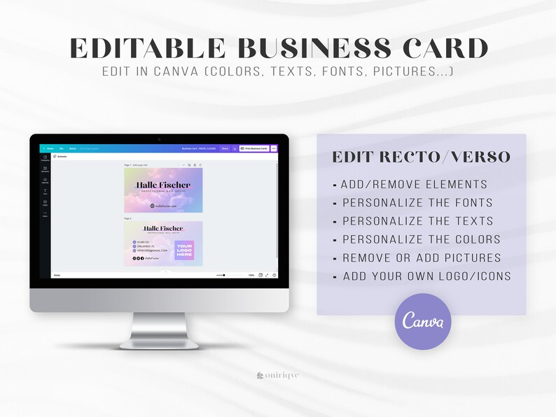 Aesthetic Business Card Template | Printable DIY Calling Card, Instant ...