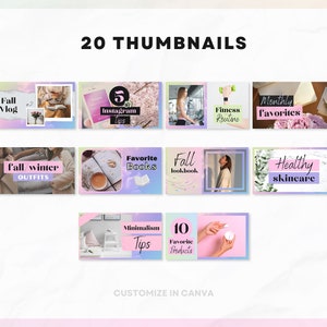 Youtube Thumbnail Kit | 20 Thumbnails Editable in Canva | Youtube Brand ...