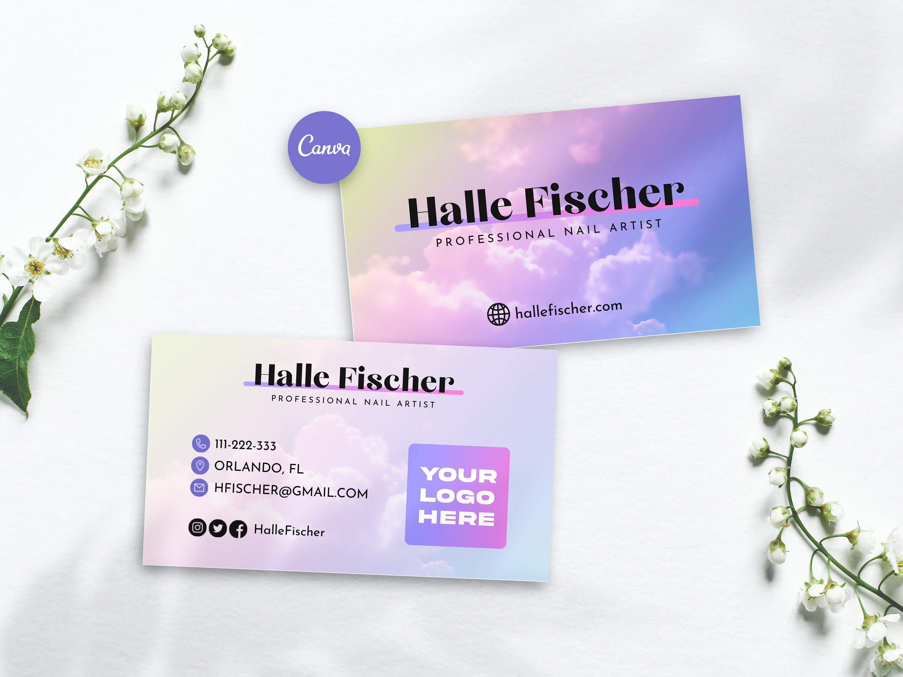 Aesthetic Business Card Template | Printable DIY Calling Card, Instant ...