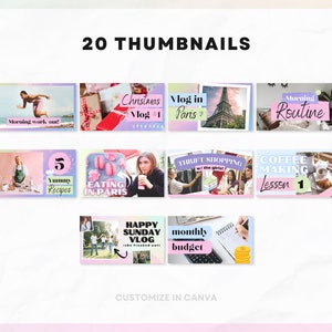 Youtube Thumbnail Kit | 20 Thumbnails Editable in Canva | Youtube Brand ...