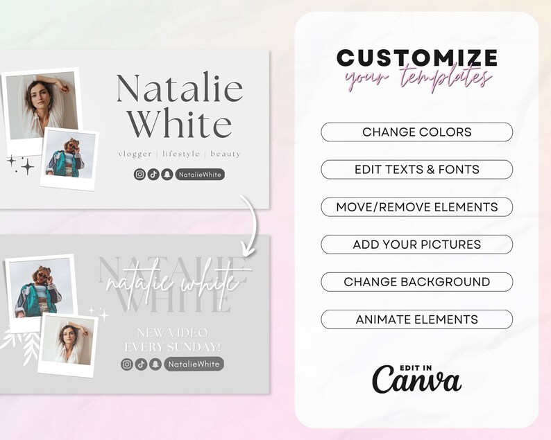 Youtube Branding Kit | Editable Banners, Intros, Thumbnails, Outros ...