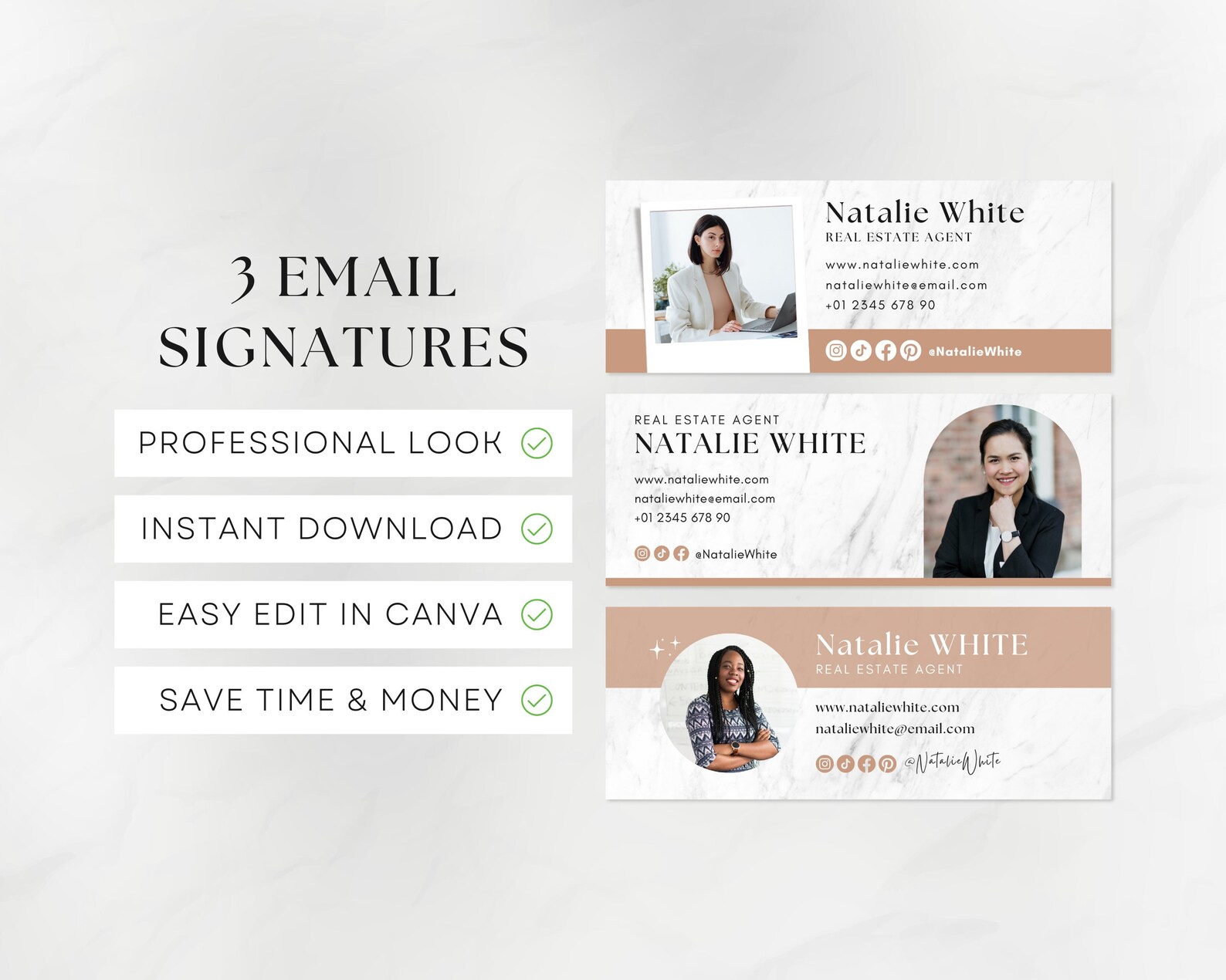Email Signatures Templates • 3 Editable Email Canva Templates • Small ...