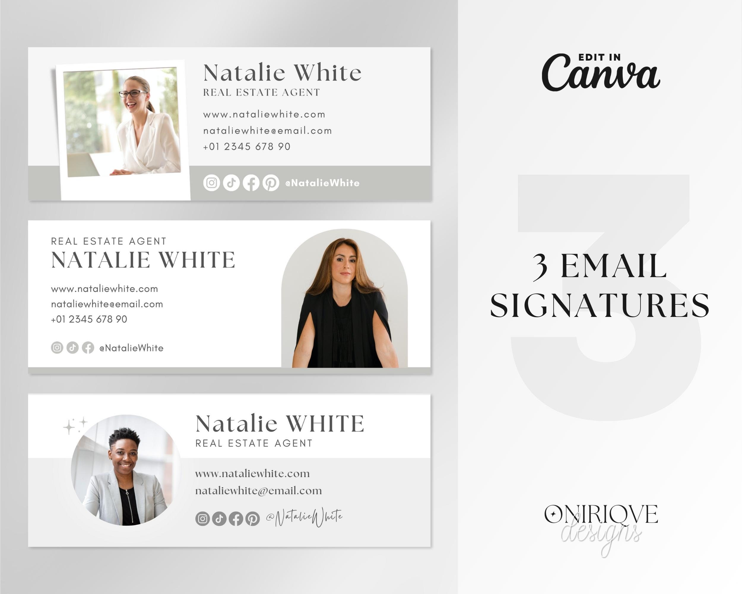 3 Email Signature Templates • Editable Email Canva Templates • Small ...