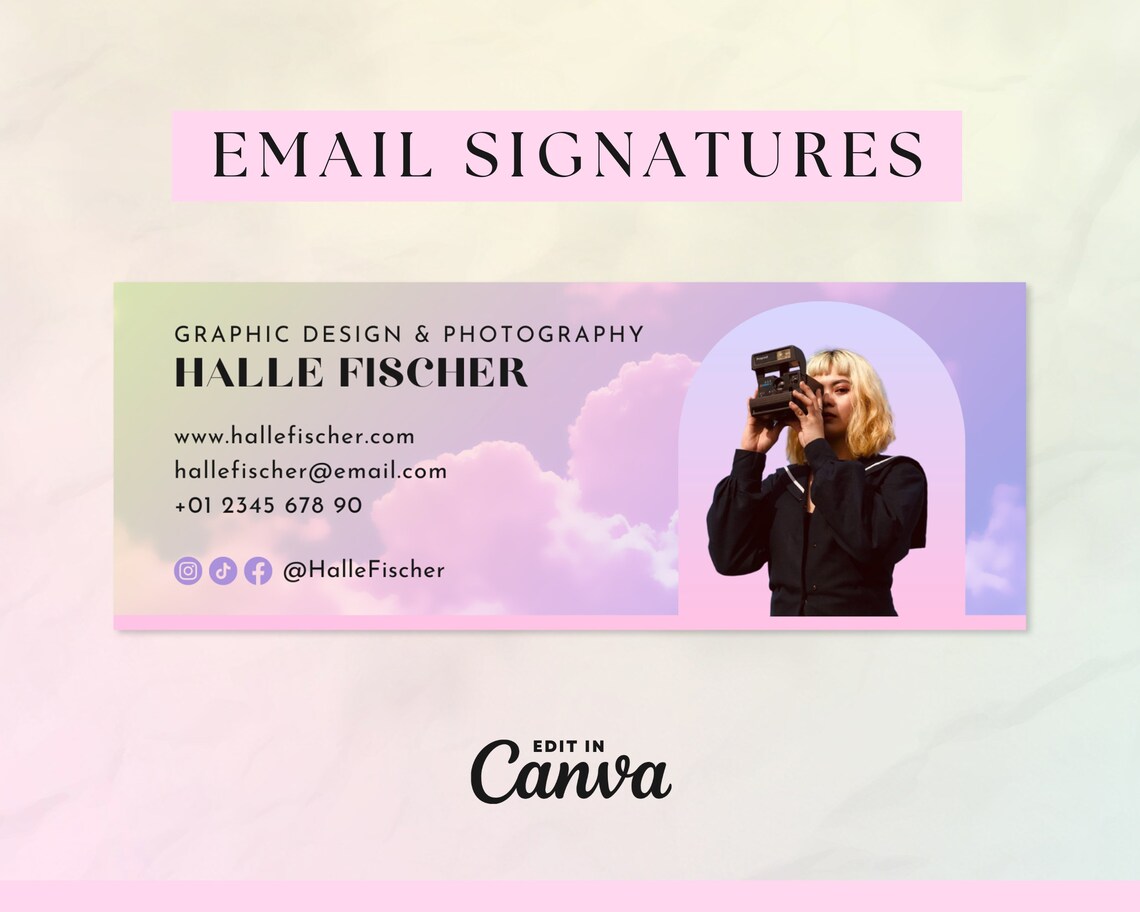Pastel Clouds Email Signature Templates: Editable Canva Design (digital ...