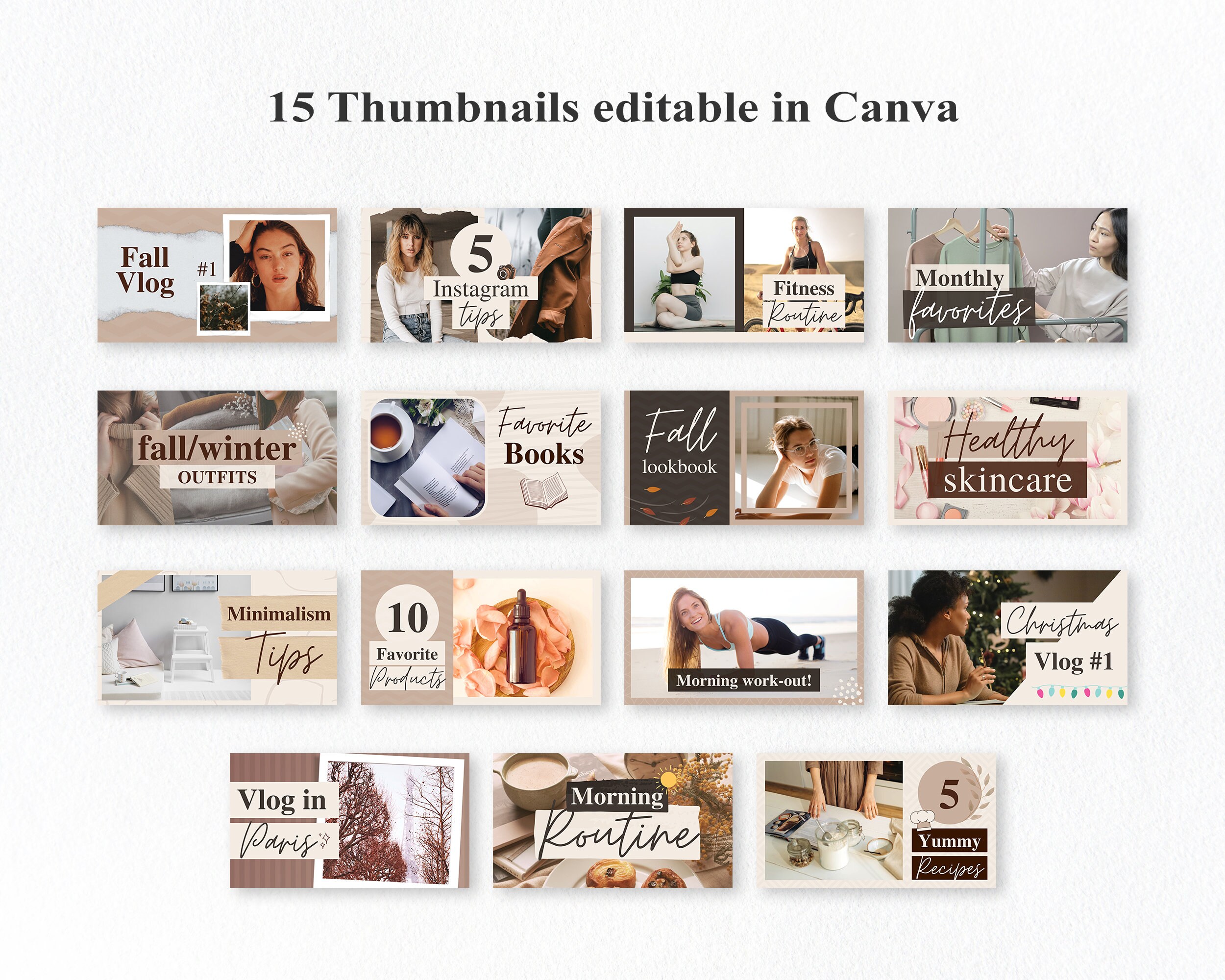 Youtube Thumbnail Kit 15 Thumbnails Fully Editable in Canva - Etsy