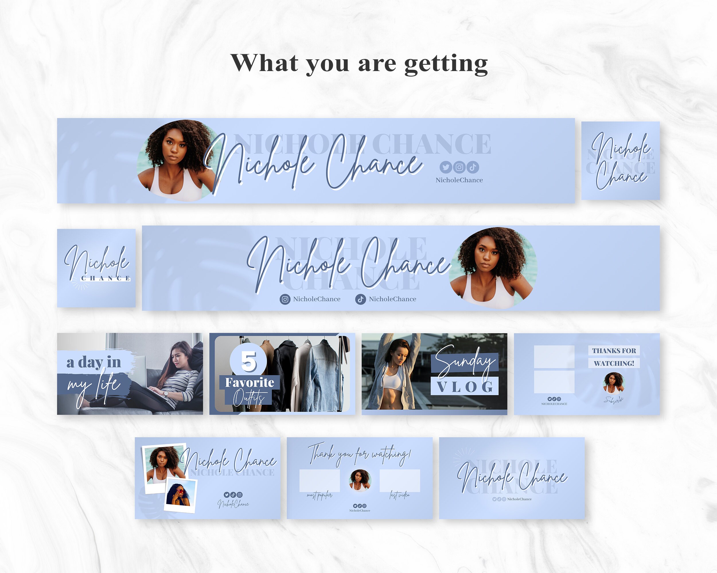 Light Blue Youtube Channel Kit: Canva Templates, Banners, Intros ...