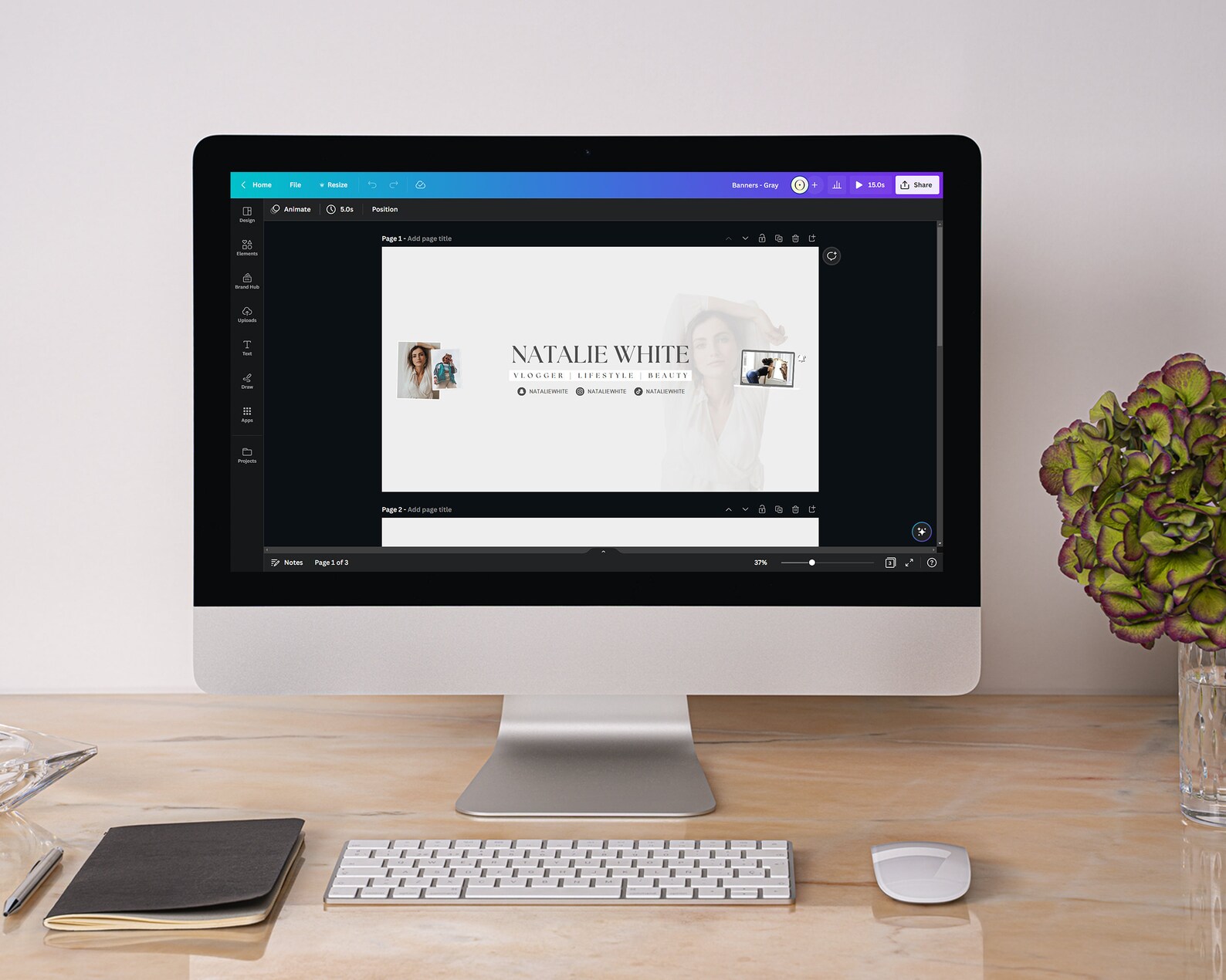 Gray Youtube Banners 3 Editable Canva Templates Youtube Brand Kit ...