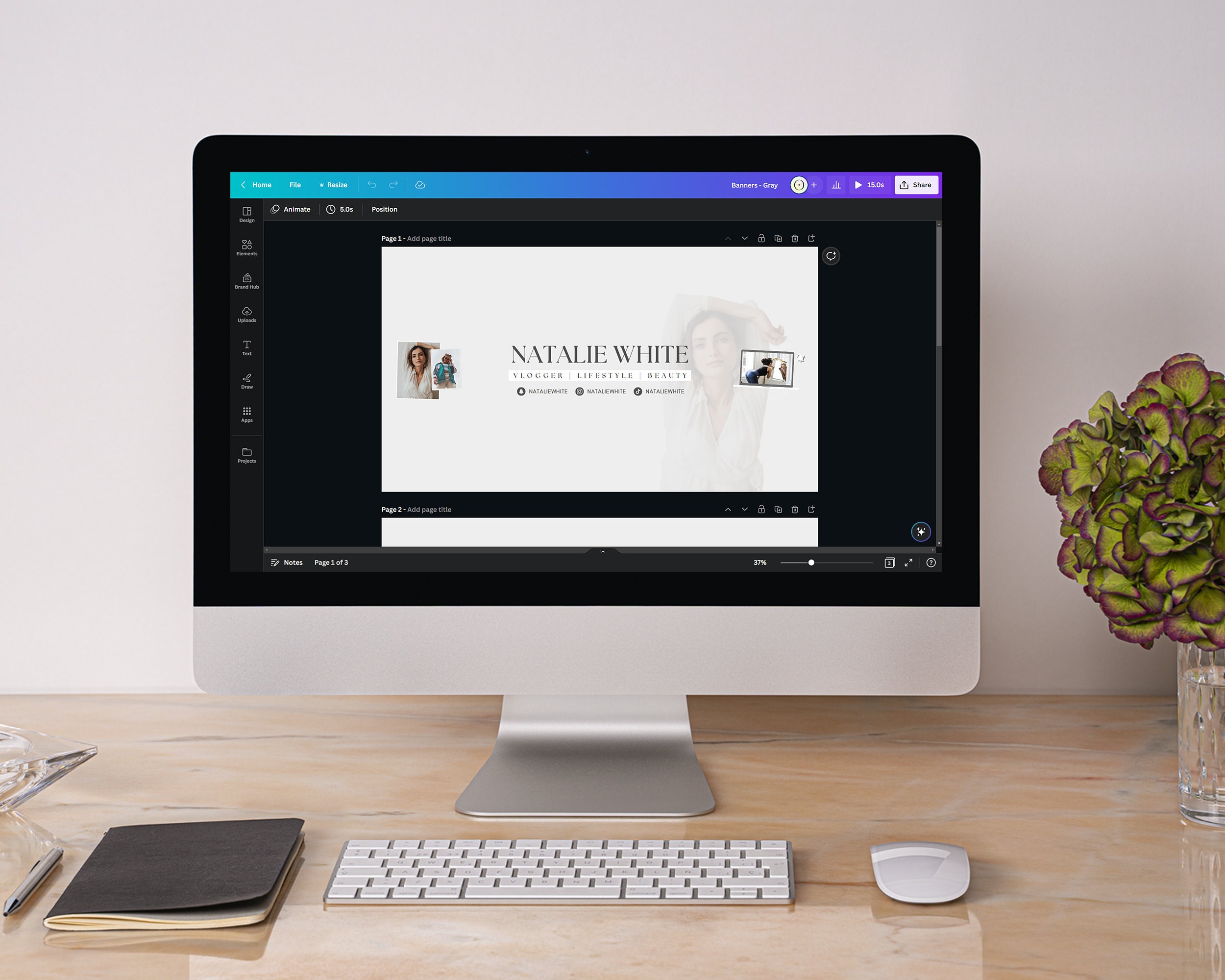 Gray Youtube Banners 3 Editable Canva Templates Youtube Brand Kit ...