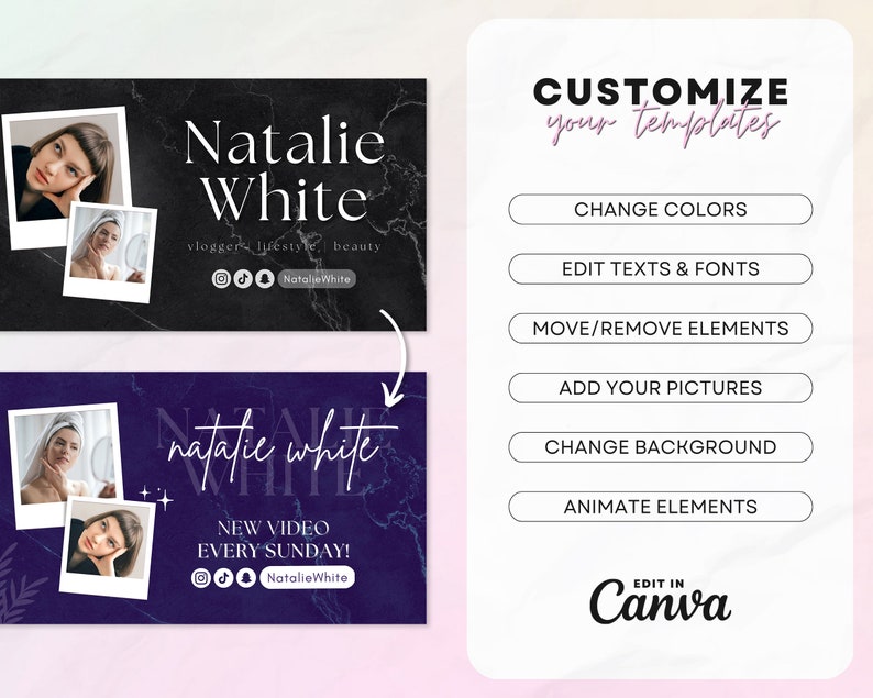 Youtube Branding Kit Editable Banners, Intros, Thumbnails, Outros 17 ...