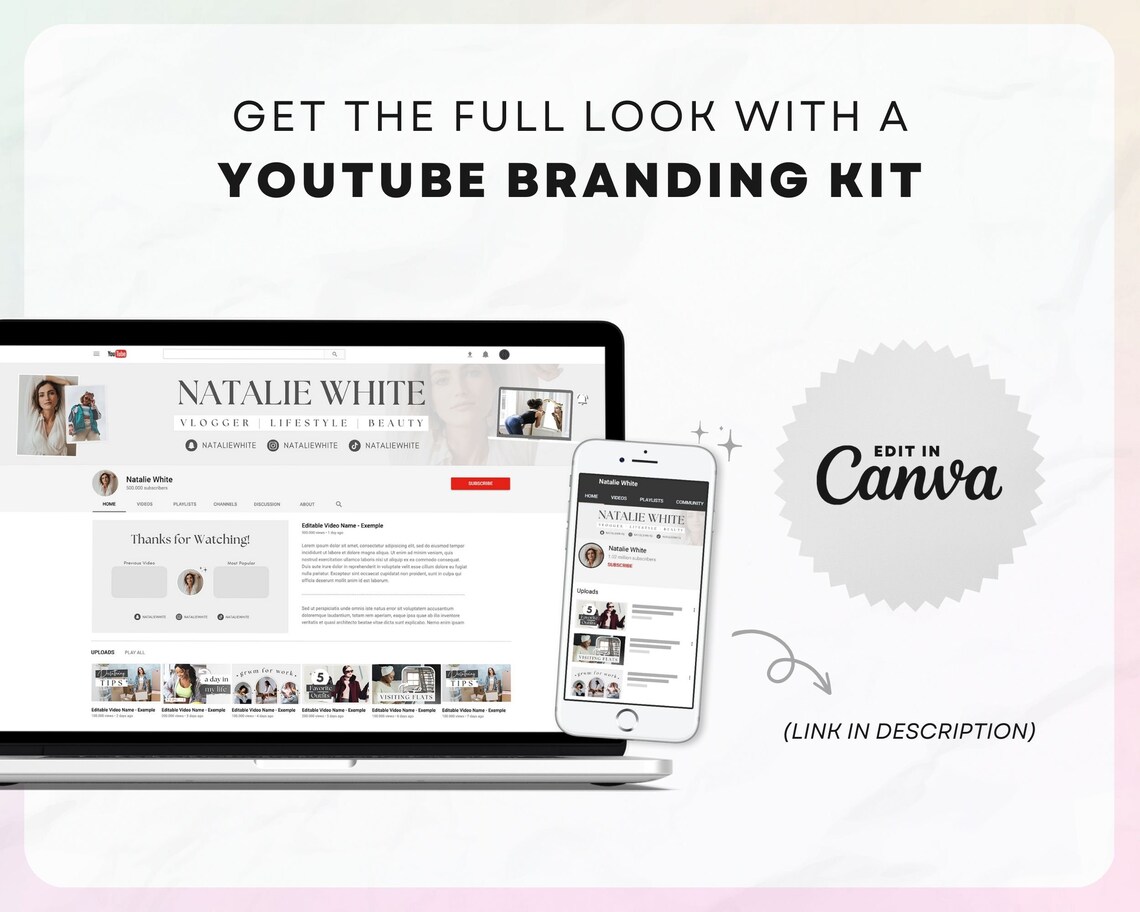 Gray Youtube Banners 3 Editable Canva Templates Youtube Brand Kit ...