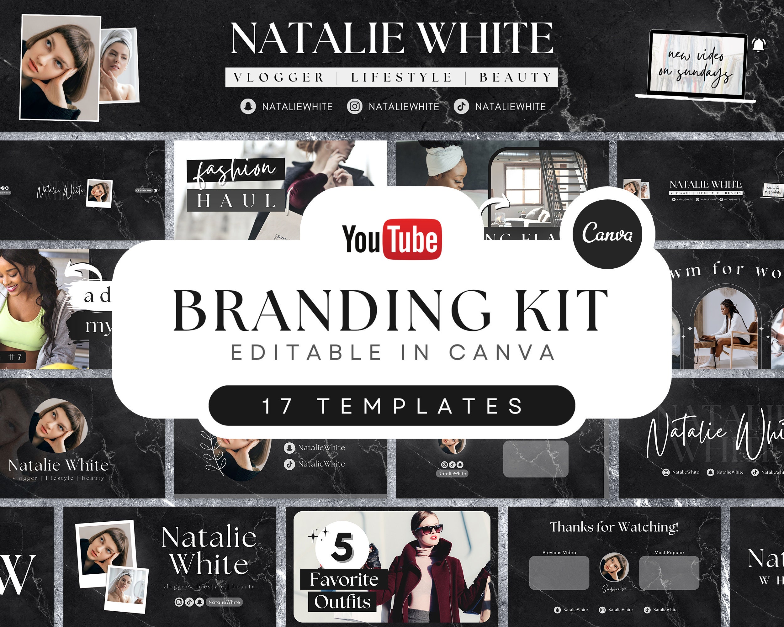 Youtube Branding Kit Editable Banners, Intros, Thumbnails, Outros 17 ...