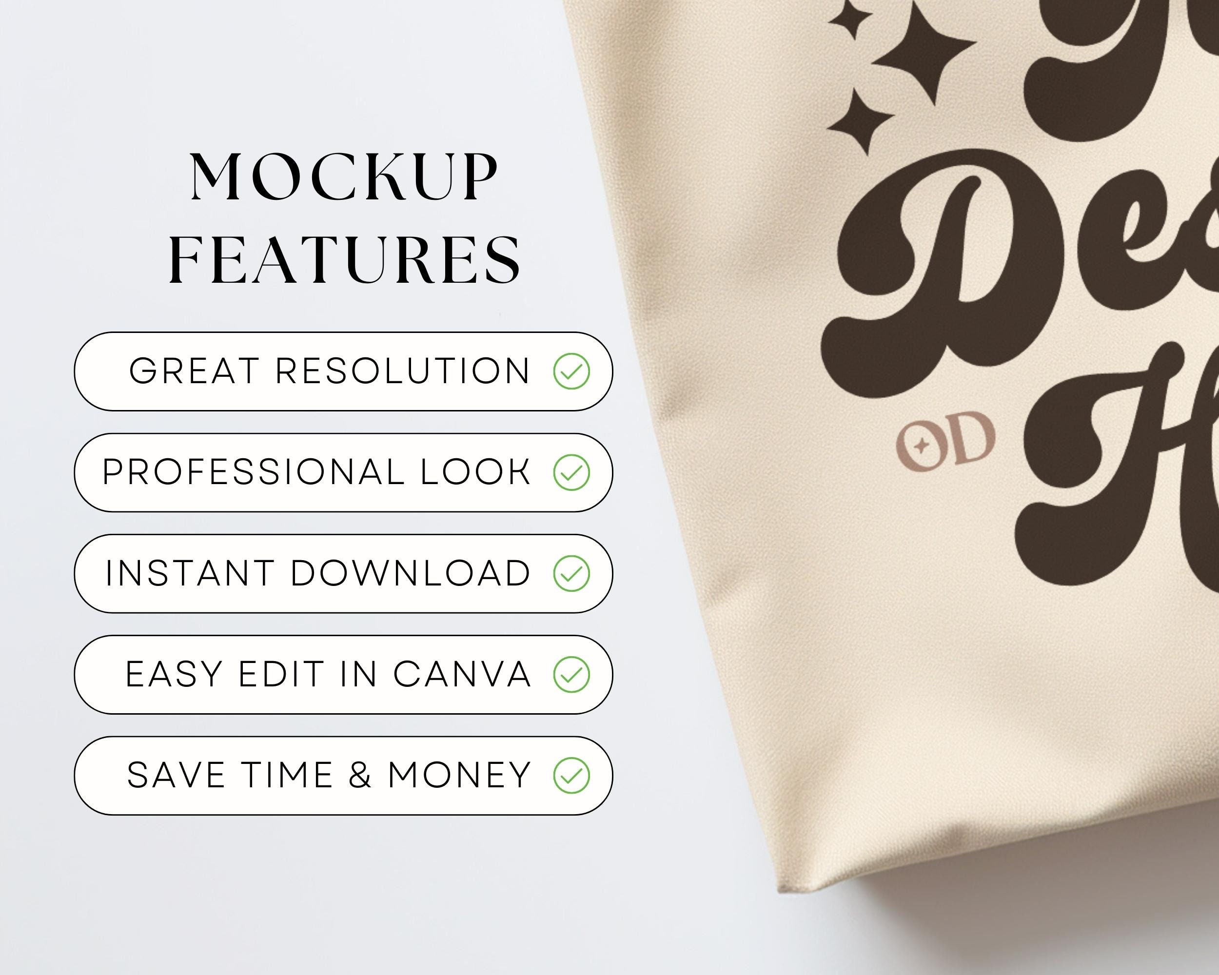 Natural Tote Bag Mockup Cute Flat Lay Canva Edit Canvas Tote - Etsy