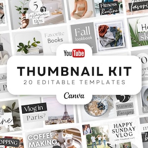 20 Youtube Thumbnails Editable in Canva | Youtube Brand Kit, Youtube ...