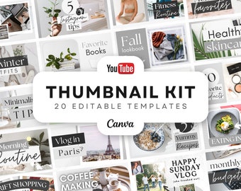 Youtube Thumbnail Kit 20 Thumbnails Editable in Canva Youtube Brand Kit ...