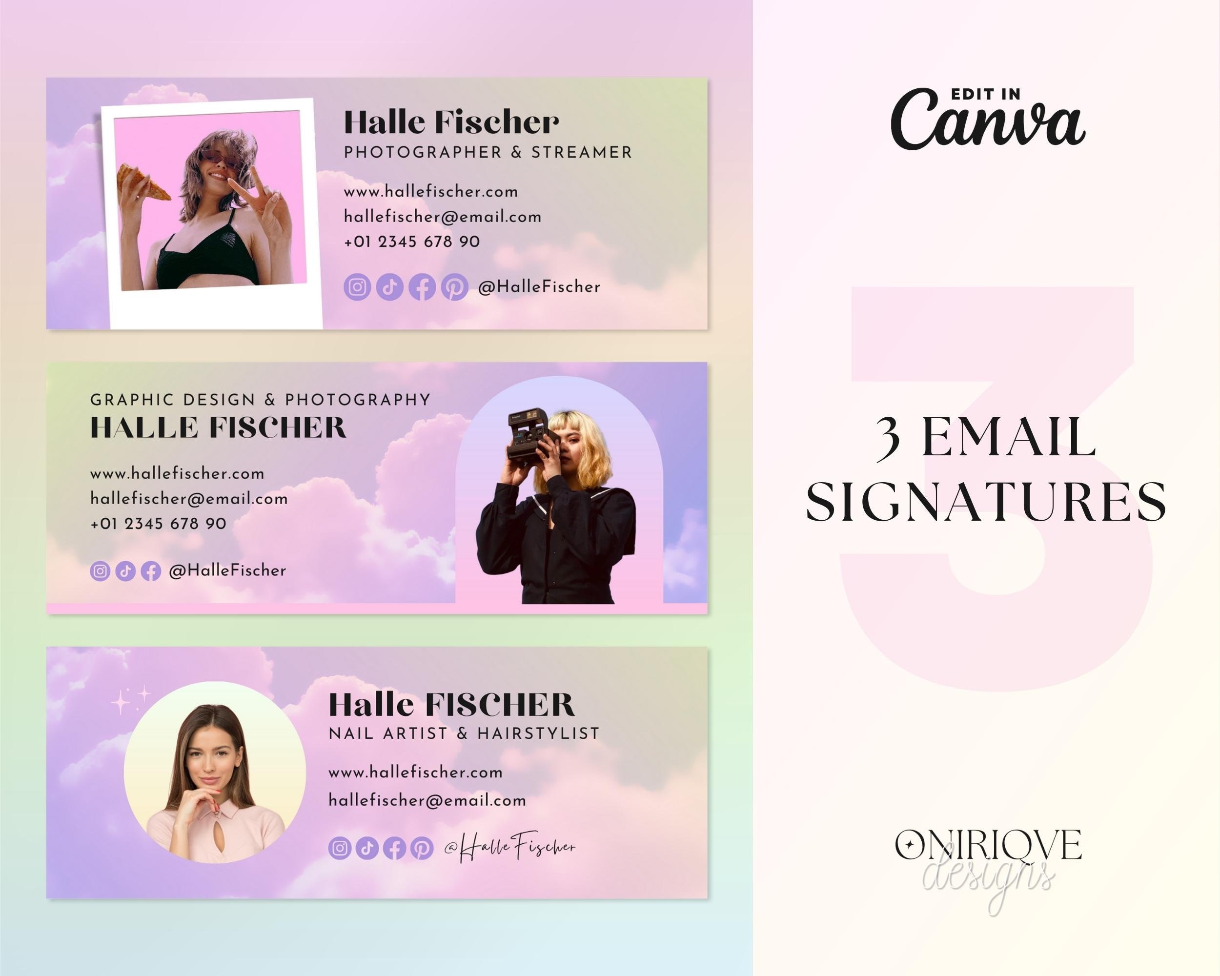 Pastel Clouds Email Signature Templates: Editable Canva Design (digital ...