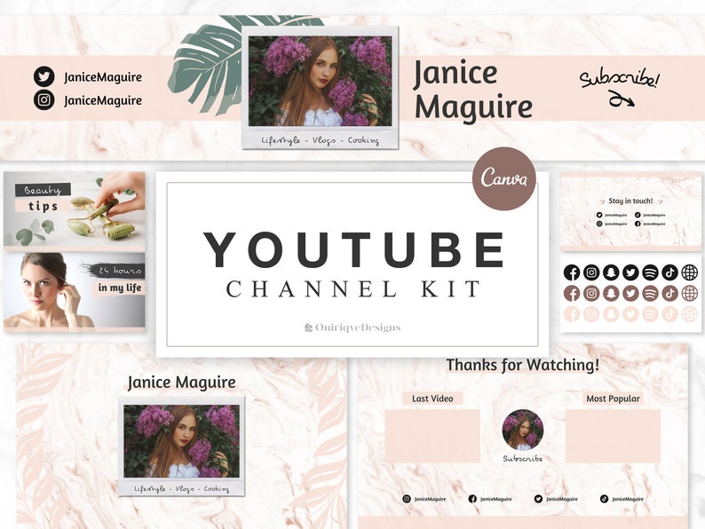 Youtube Channel Kit Youtube Banner Intro 2 Thumbnails End - Etsy