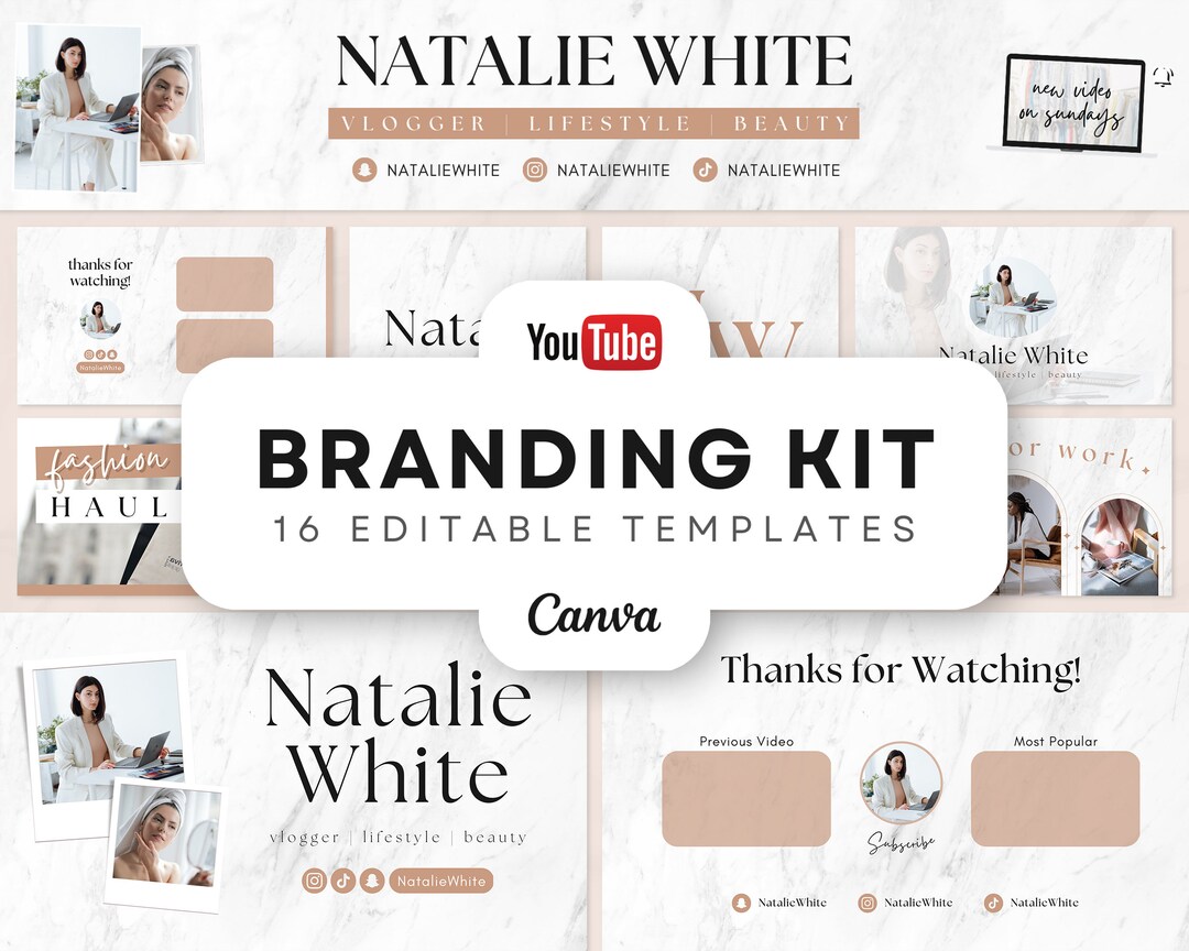 Youtube Branding Kit Editable Banners Intros Thumbnails - Etsy