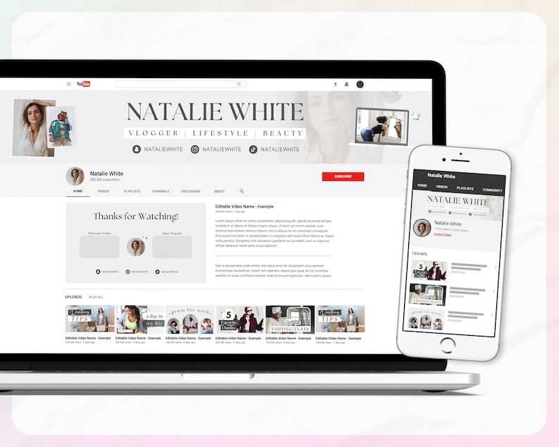 Youtube Branding Kit | Editable Banners, Intros, Thumbnails, Outros ...