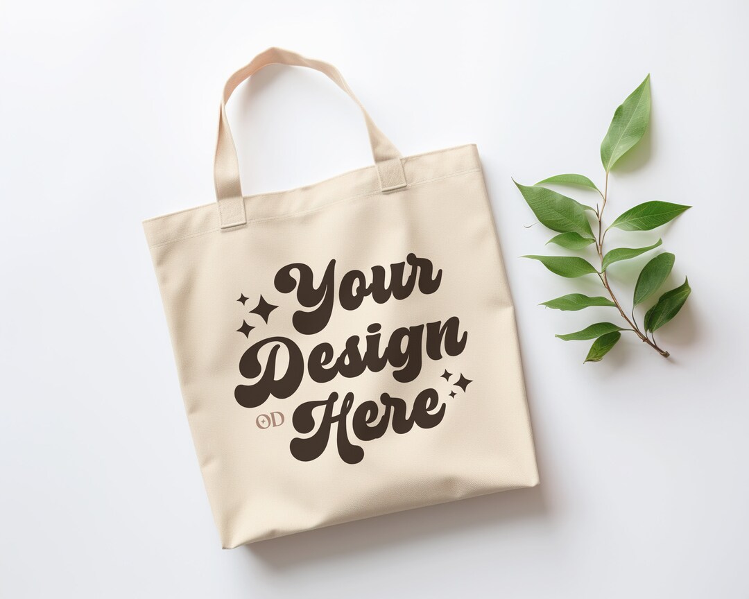 Natural Tote Bag Mockup Cute Flat Lay Canva Edit Canvas Tote - Etsy