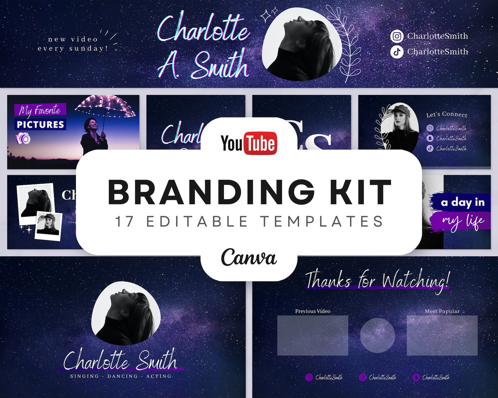 Youtube Brand Kit Youtube Banners, Intros, Thumbnails, Outros 17 ...