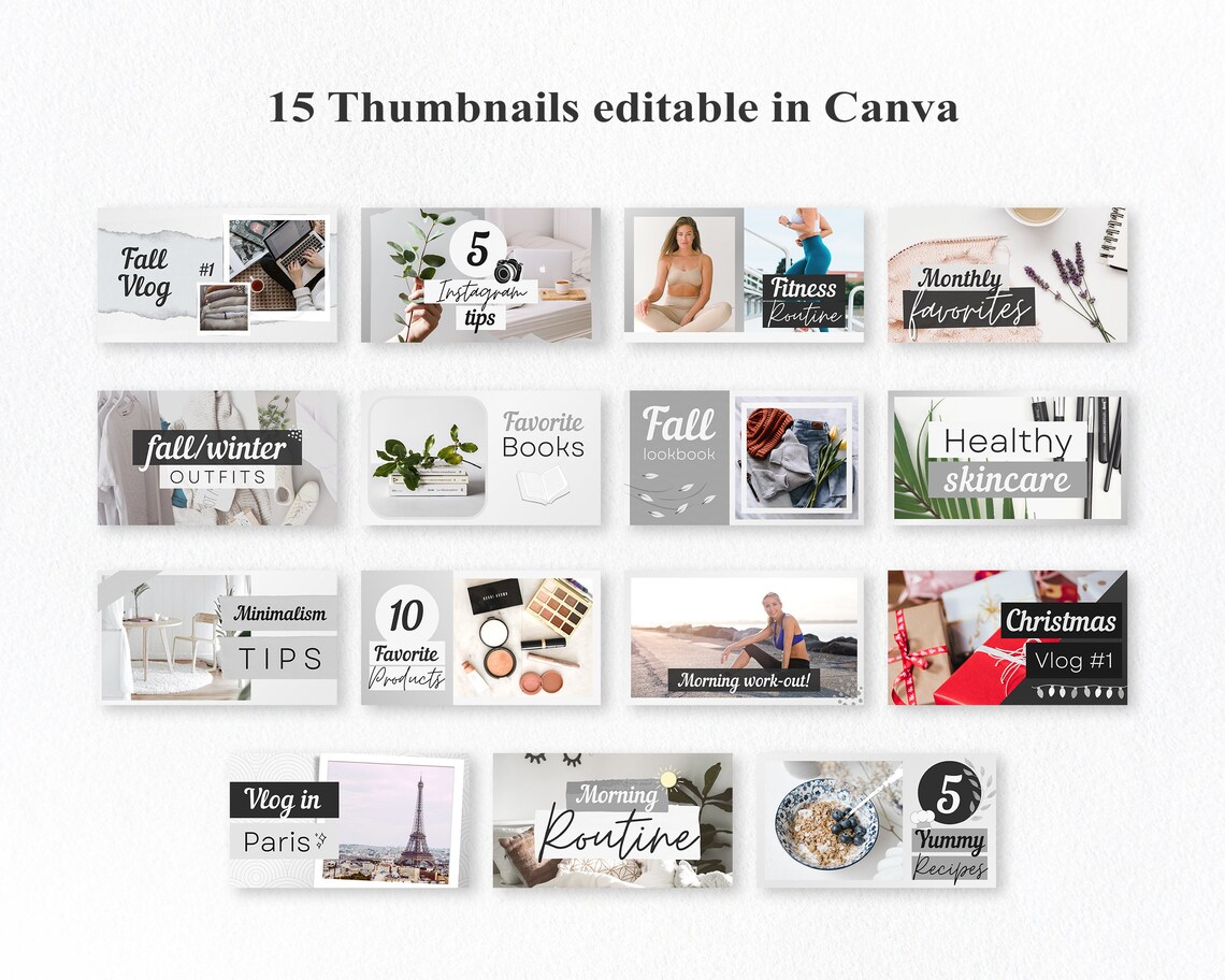 Youtube Thumbnail Kit 15 Thumbnails Editable in Canva - Etsy
