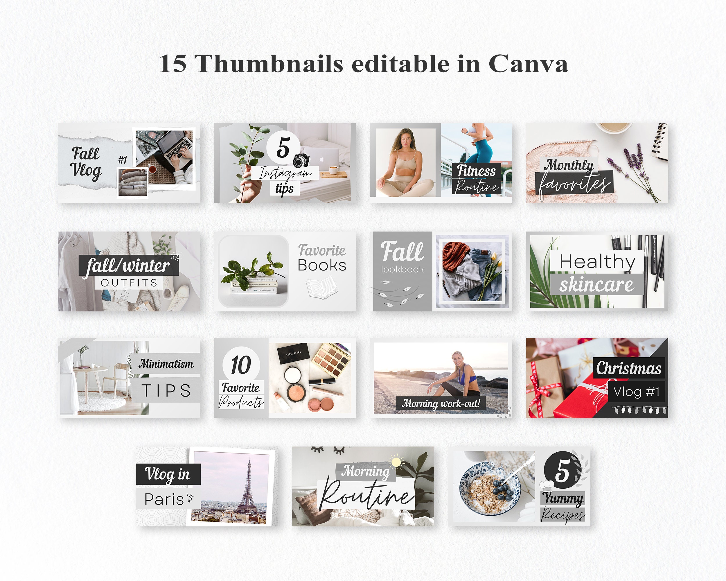 Youtube Thumbnail Kit 15 Thumbnails Editable in Canva - Etsy