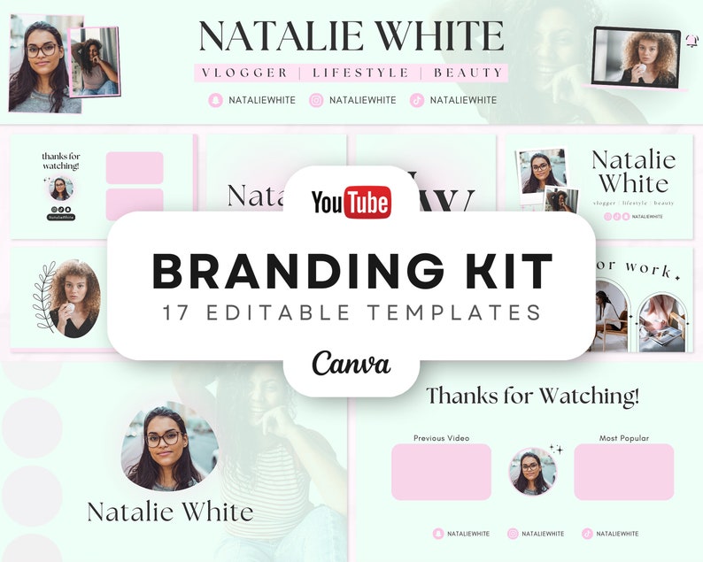 Youtube Brand Kit | Youtube Banners, Intros, Thumbnails, Outros | 17 ...