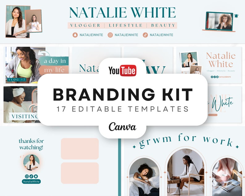 Youtube Brand Kit | Youtube Banners, Intros, Thumbnails, Outros | 17 ...