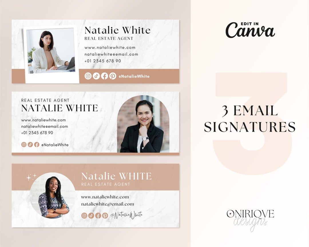 Email Signatures Templates • 3 Editable Email Canva Templates • Small ...