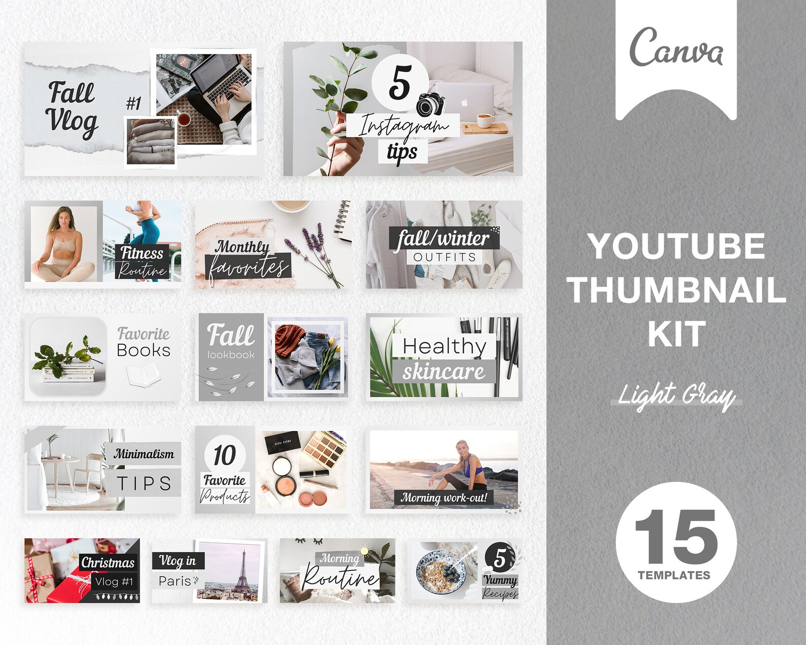 Youtube Thumbnail Kit 15 Thumbnails Editable in Canva - Etsy