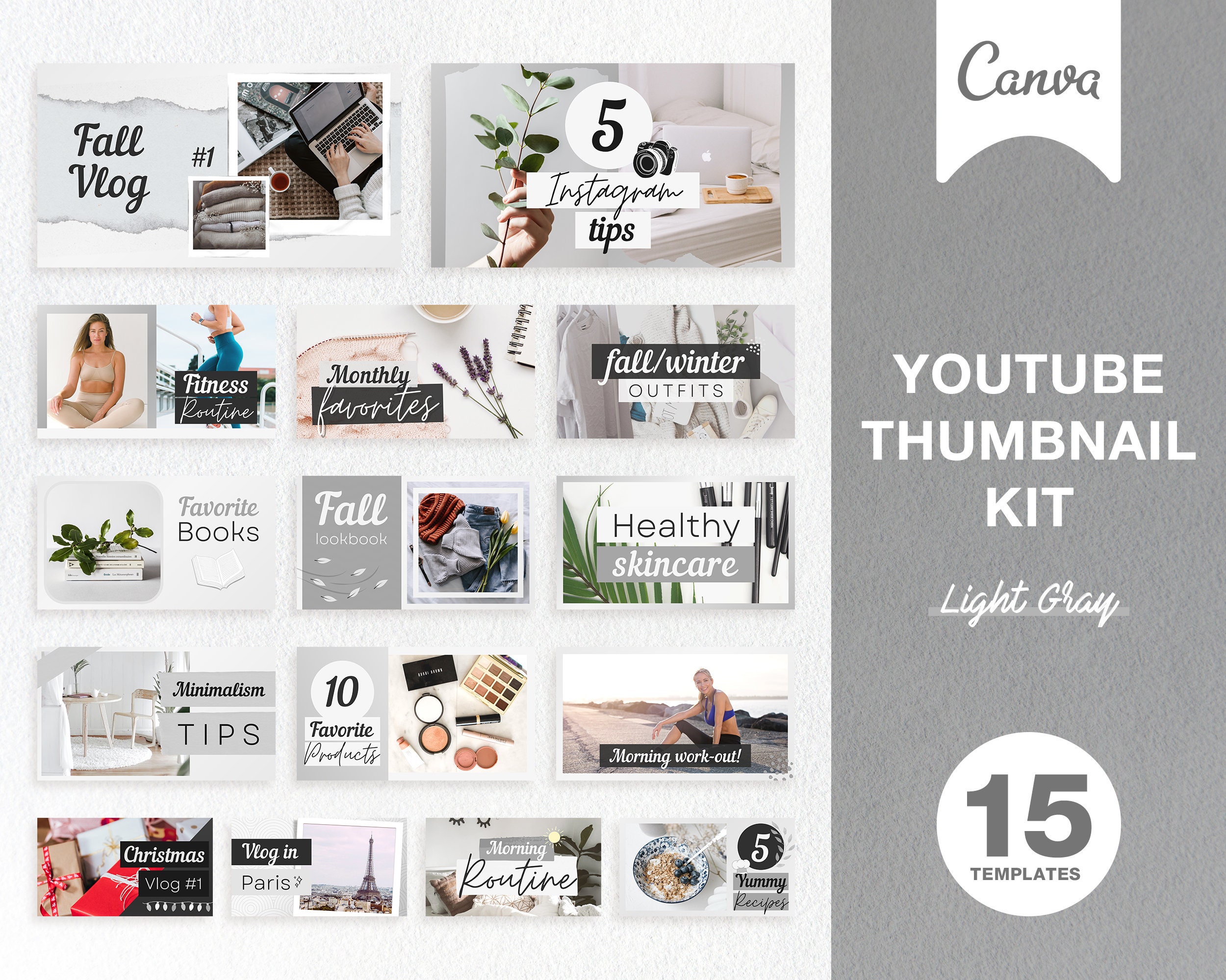 Youtube Thumbnail Kit 15 Thumbnails Editable in Canva - Etsy