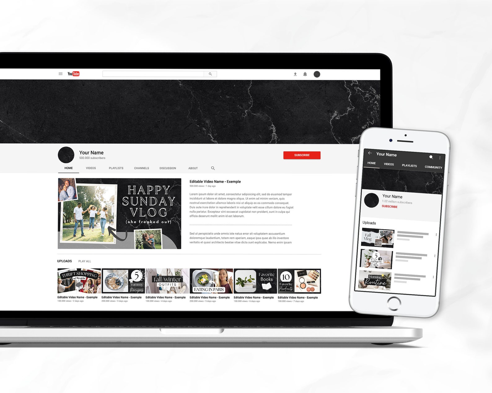 20 Youtube Thumbnails Editable Canva Templates Youtube Brand Kit ...
