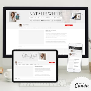 Gray Youtube Banners • 3 Editable Canva Templates • Youtube Brand Kit ...