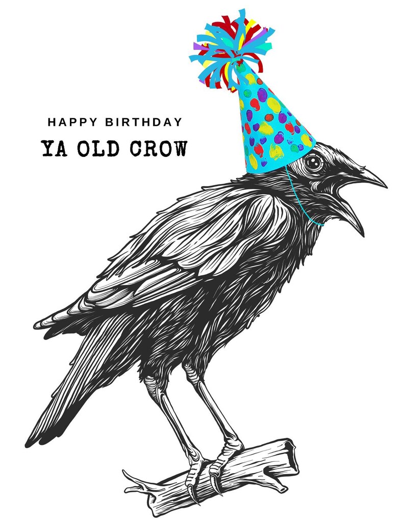 Crow Birthday Card Happy Birthday Ya Old Crow Size A2 - Etsy