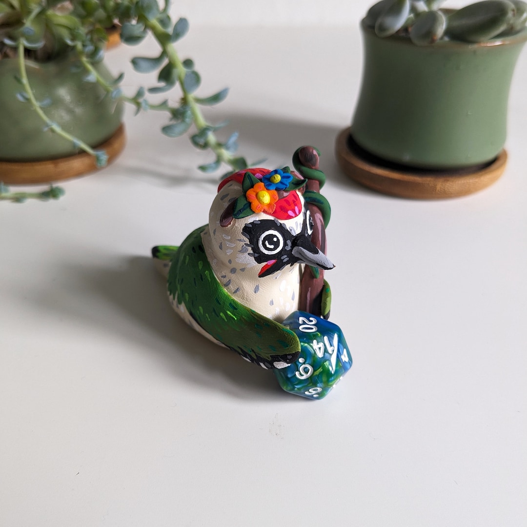 Dnd Druid Bird (woodpecker) Sculpture, Dice Guardian, D20 Included! D&D ...